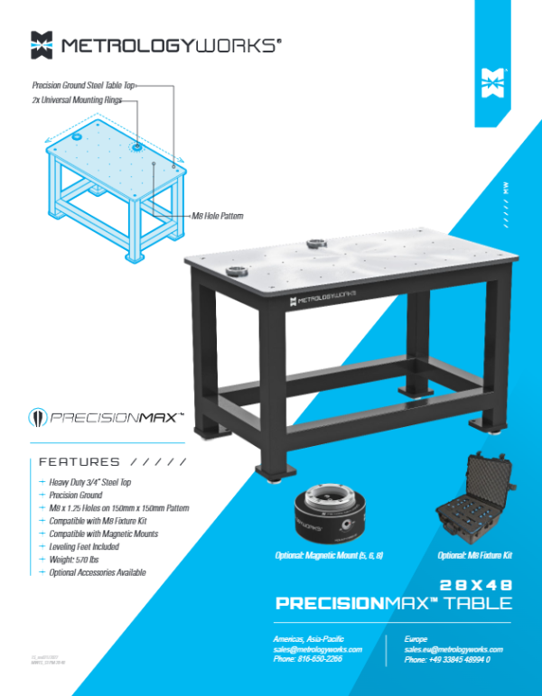 PrecisionMAX Heavy Duty Steel Inspection Table - MetrologyWorks