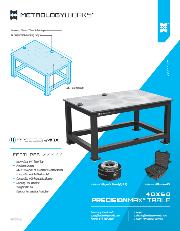 PrecisionMAX Heavy Duty Steel Inspection Table - MetrologyWorks