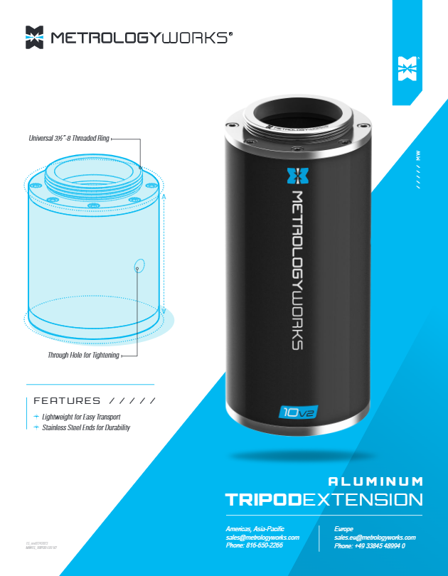 Aluminum Extension for Portable Mounts - 2nd Generation - MetrologyWorks